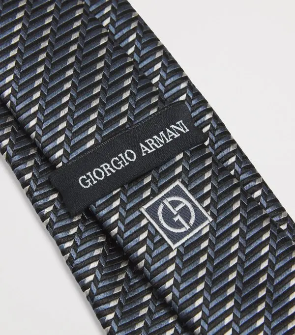 Giorgio Armani Silk Herringbone Tie - Blue