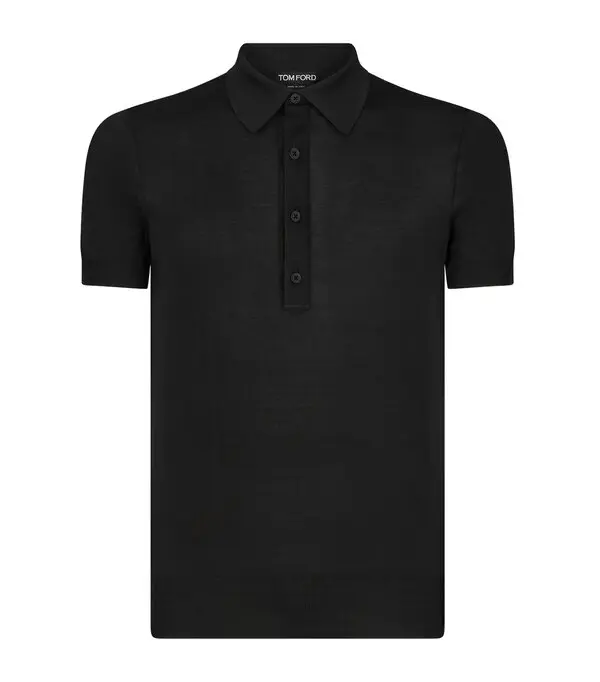 TOM FORD Silk-blend Polo Shirt - Black
