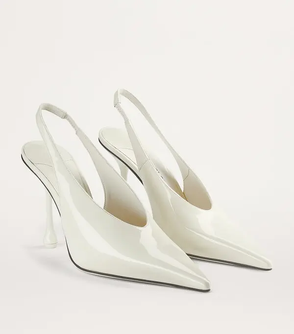 JIMMY CHOO Isa 95 Leather Slingback Pumps - White