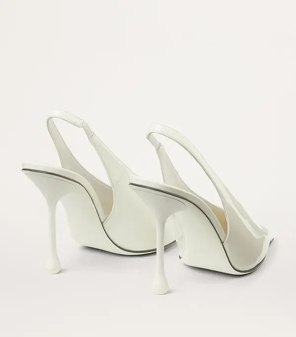 JIMMY CHOO Isa 95 Leather Slingback Pumps - White