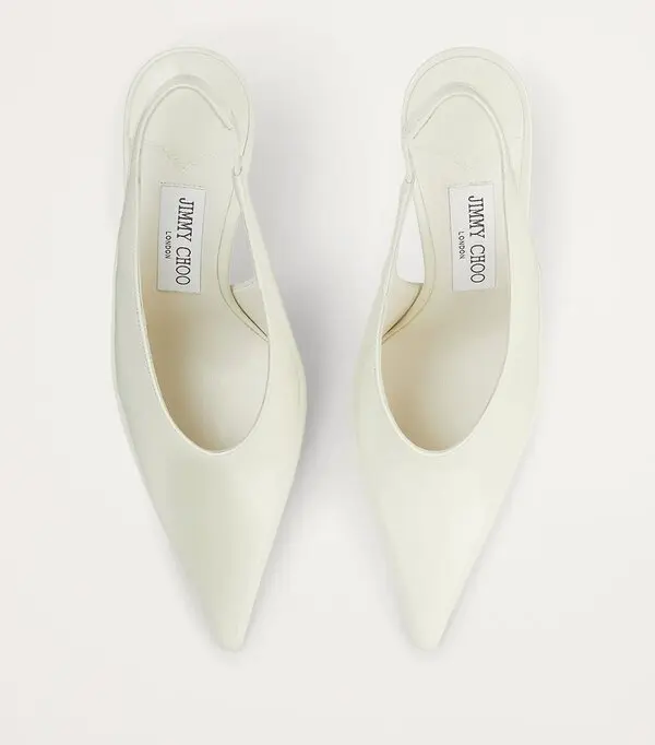 JIMMY CHOO Isa 95 Leather Slingback Pumps - White