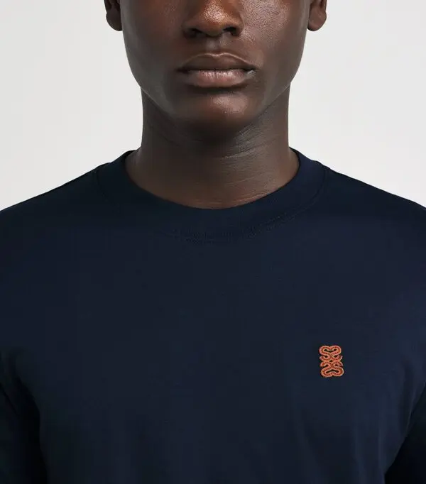 Sandro Cotton Logo-patch T-shirt - Blue