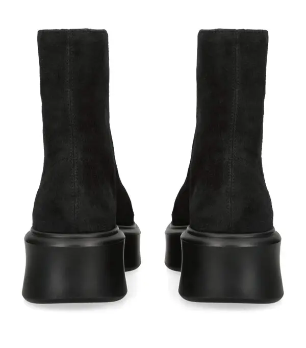 THE ROW Zipped Suede Ankle Boots - Black