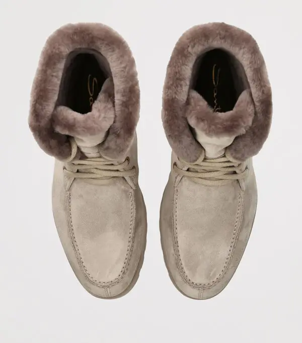 Santoni Suede Detroit Boots - Grey