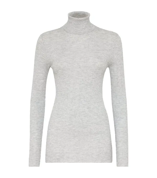 Brunello Cucinelli Cashmere-silk Blend Rollneck Sweater - Grey