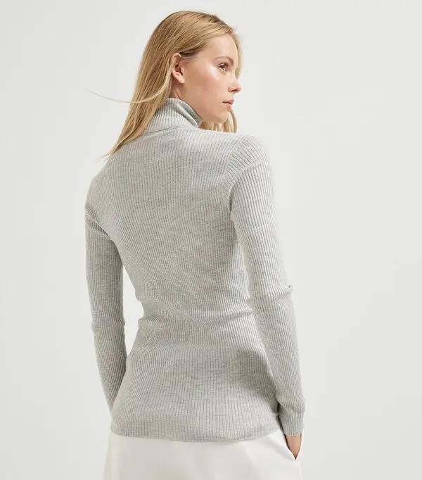 Brunello Cucinelli Cashmere-silk Blend Rollneck Sweater - Grey