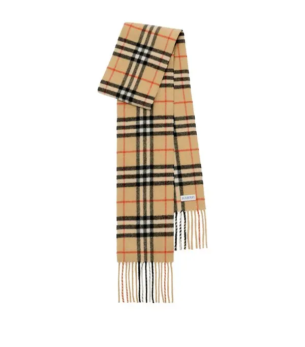 Burberry Cashmere Narrow Check Scarf - Beige