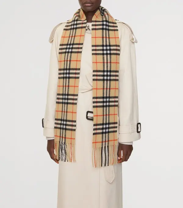 Burberry Cashmere Narrow Check Scarf - Beige