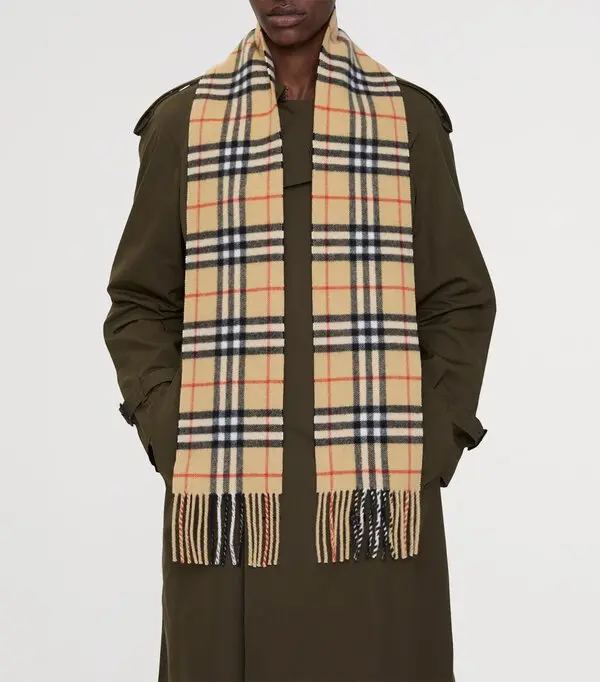 Burberry Cashmere Narrow Check Scarf - Beige