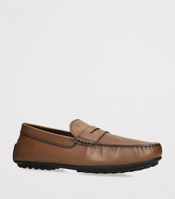 TOD'S Leather City Gommino Loafers - Brown