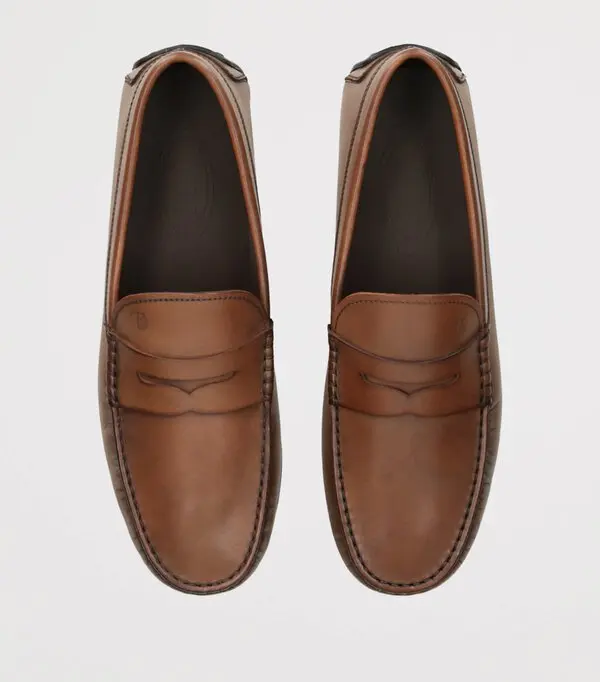 TOD'S Leather City Gommino Loafers - Brown