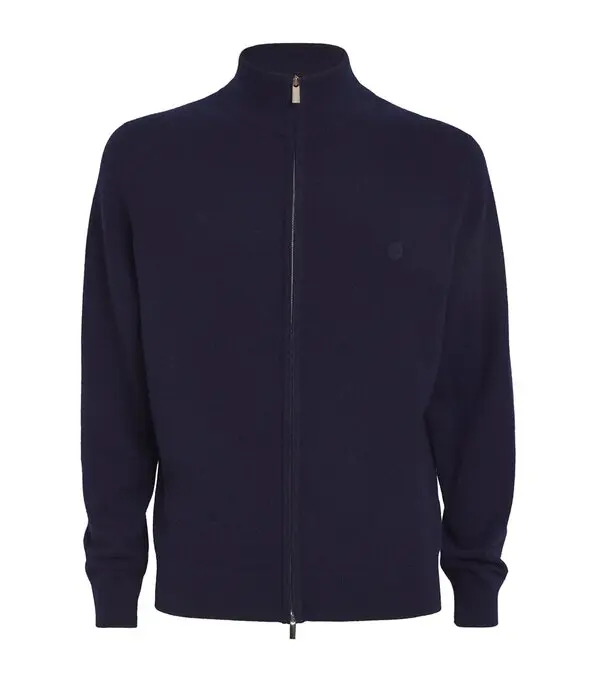 Harrods Cashmere Zip-up Sweater - Navy