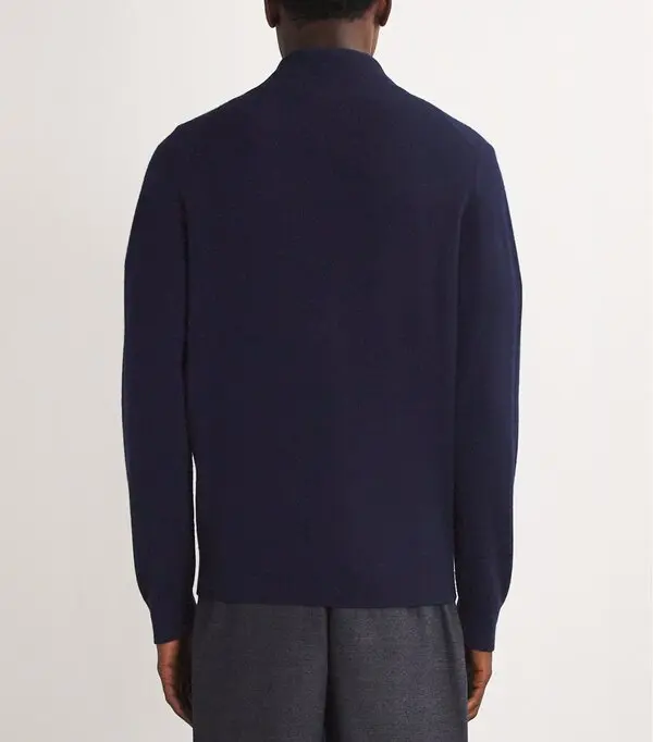 Harrods Cashmere Zip-up Sweater - Navy
