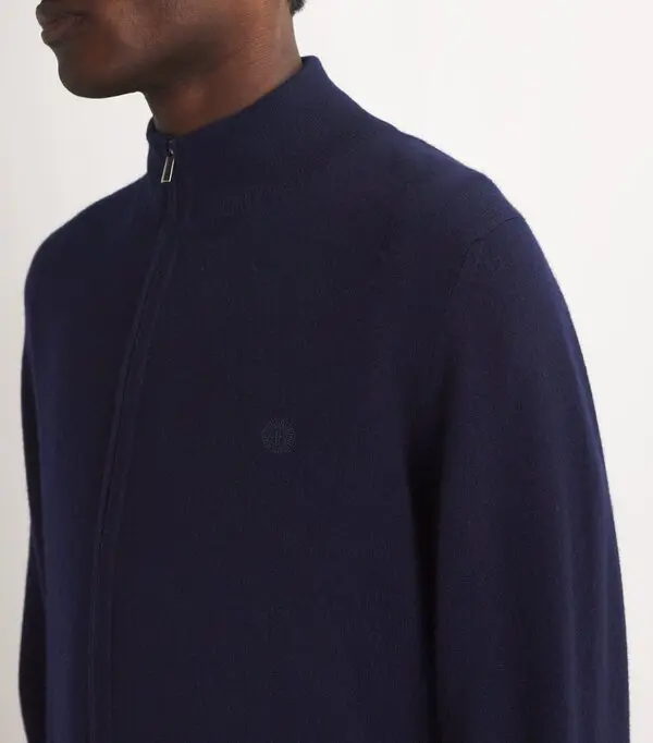 Harrods Cashmere Zip-up Sweater - Navy