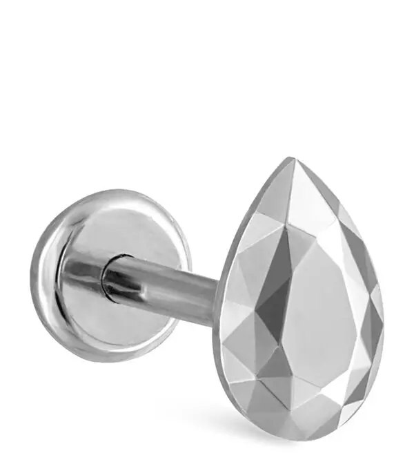 MARIA TASH Faceted Pear Threaded Stud Earring - White
