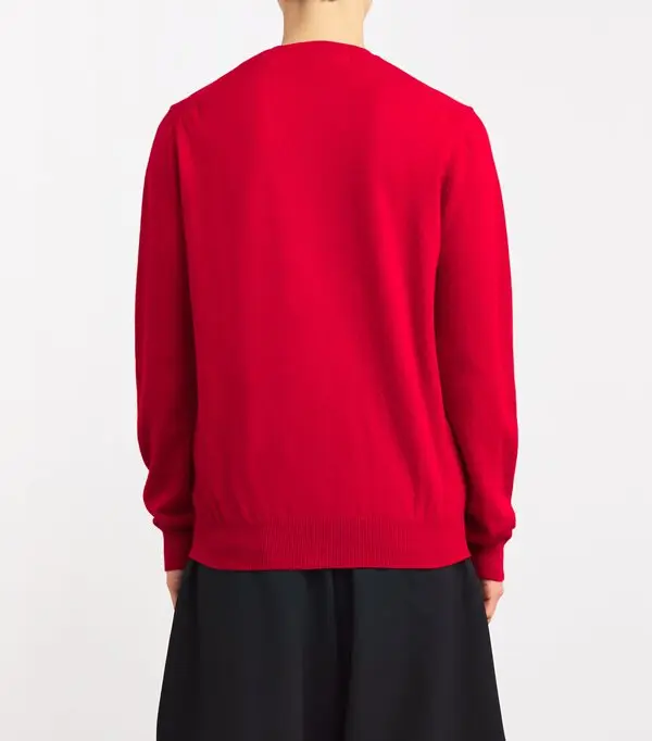 Play Comme Des Garcon Wool Heart Cardigan - Red