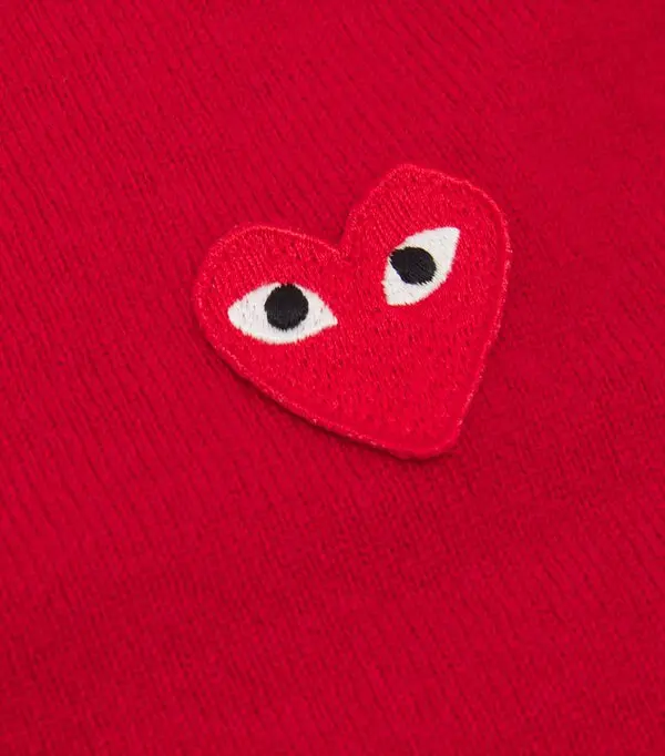 Play Comme Des Garcon Wool Heart Cardigan - Red