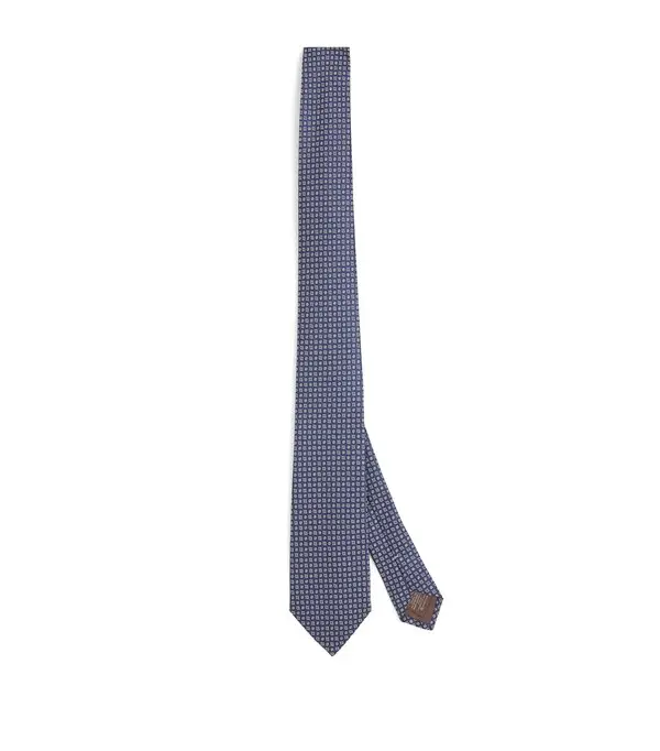 Canali Silk Jacquard Neck Tie - Navy