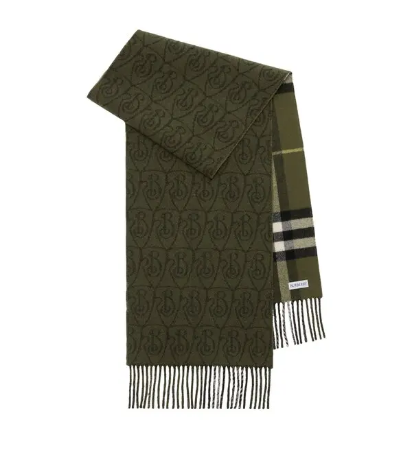 Burberry Cashmere Reversible B Shield Scarf - Green
