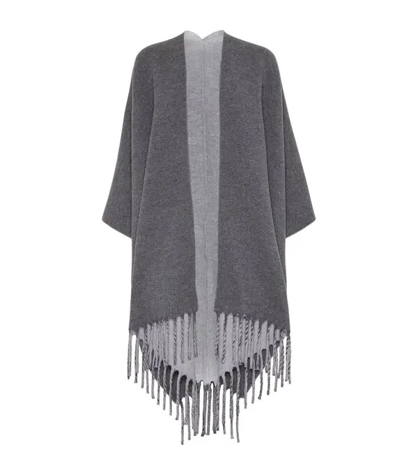 Brunello Cucinelli Wool-cashmere Reversible Poncho - Grey
