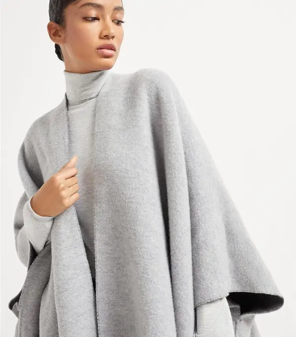 Brunello Cucinelli Wool-cashmere Reversible Poncho - Grey