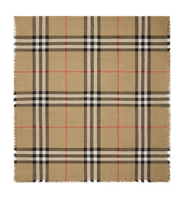 Burberry Wool-silk Reversible Check Scarf - Beige