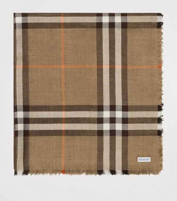 Burberry Wool-silk Reversible Check Scarf - Beige