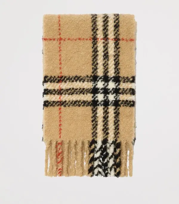 Burberry Alpaca-wool Bouclé Check Scarf - Beige