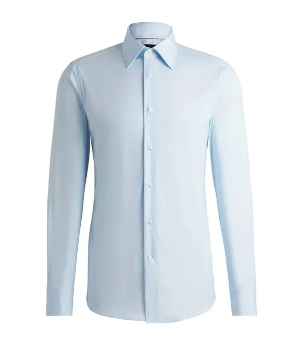 BOSS Stretch-cotton Slim Shirt - Blue