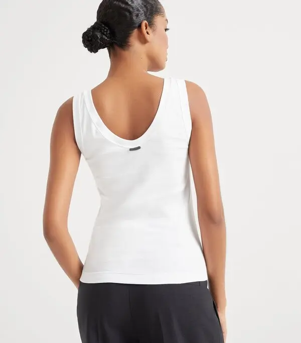 Brunello Cucinelli Stretch-cotton Ribbed Tank Top - White