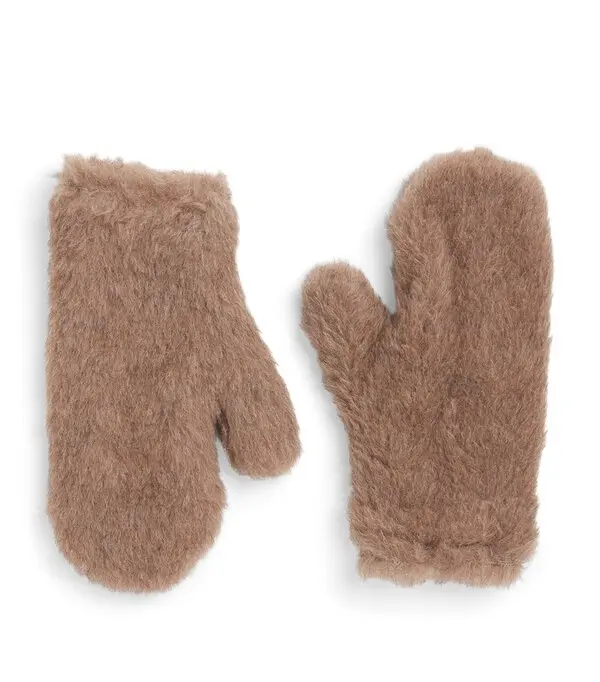Max Mara Alpaca-wool-silk Mittens - Brown