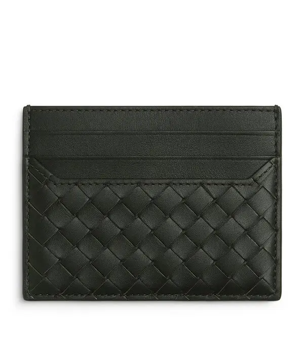 Bottega Veneta Leather Intrecciato Piccolo Card Holder - Green