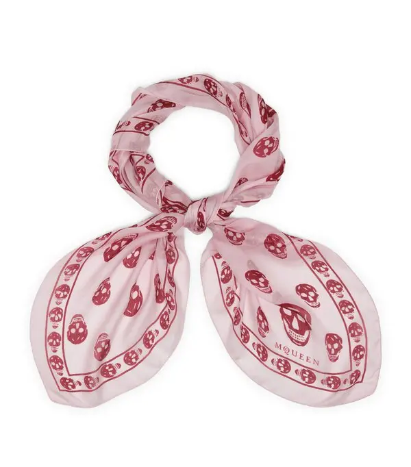 Alexander McQueen Silk Skull Print Scarf - Pink