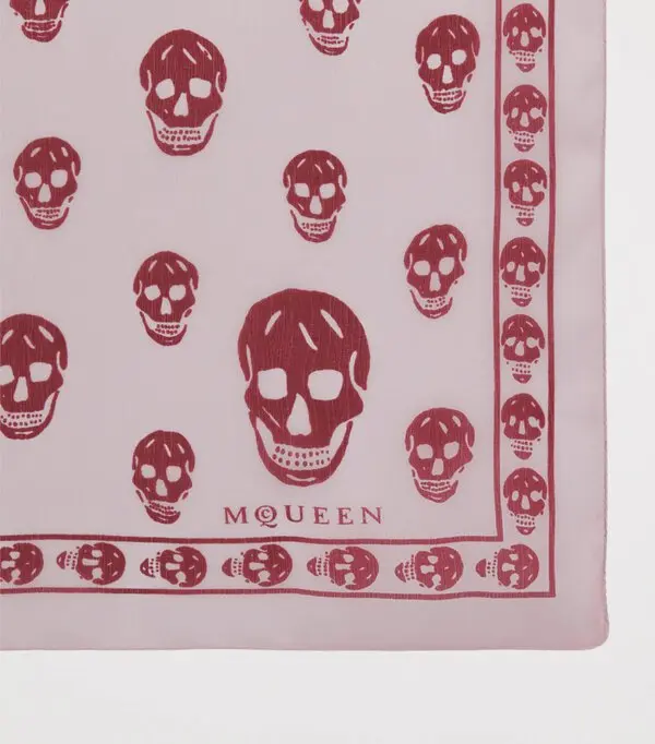 Alexander McQueen Silk Skull Print Scarf - Pink