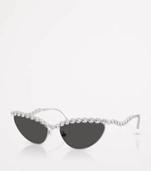 SWAROVSKI Metal Cat Eye Sunglasses - Silver