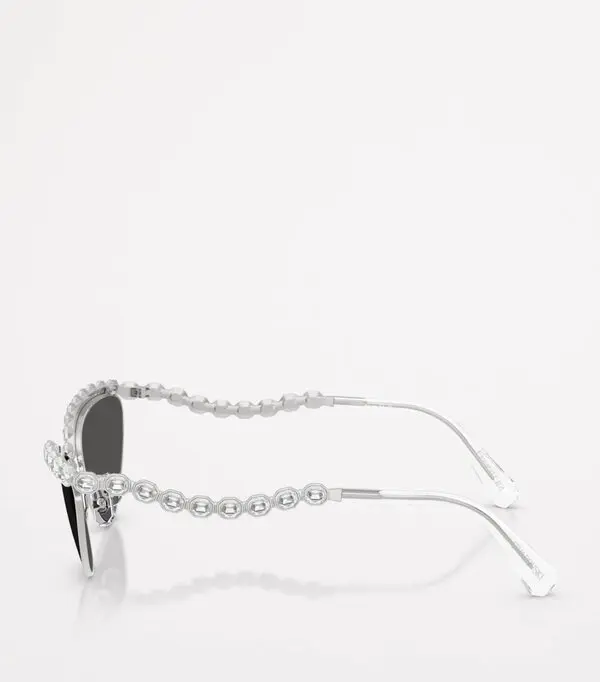 SWAROVSKI Metal Cat Eye Sunglasses - Silver