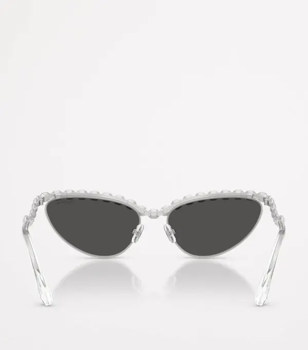 SWAROVSKI Metal Cat Eye Sunglasses - Silver