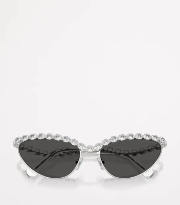 SWAROVSKI Metal Cat Eye Sunglasses - Silver
