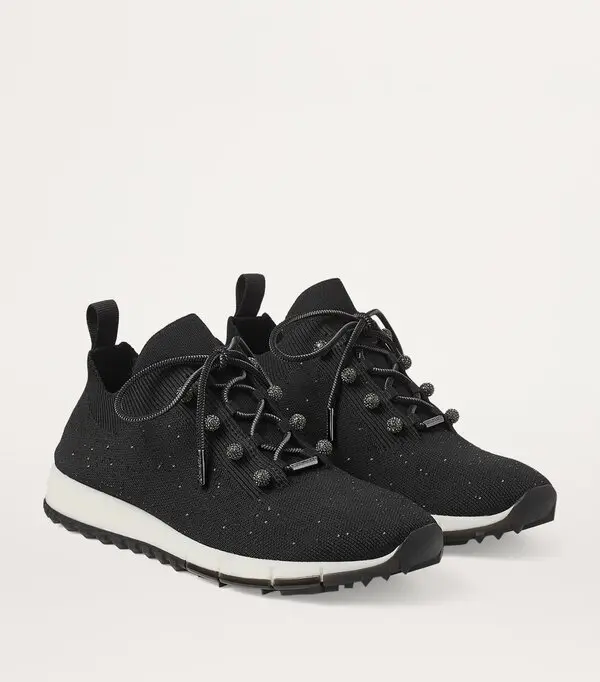 JIMMY CHOO Veles Knitted Glitter Sneakers - Black