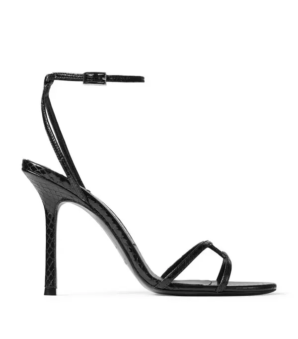 JIMMY CHOO 1998 Leo 100 Leather Heeled Sandals - Black