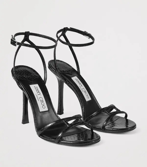 JIMMY CHOO 1998 Leo 100 Leather Heeled Sandals - Black