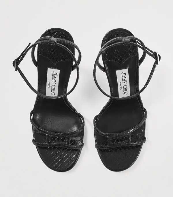 JIMMY CHOO 1998 Leo 100 Leather Heeled Sandals - Black