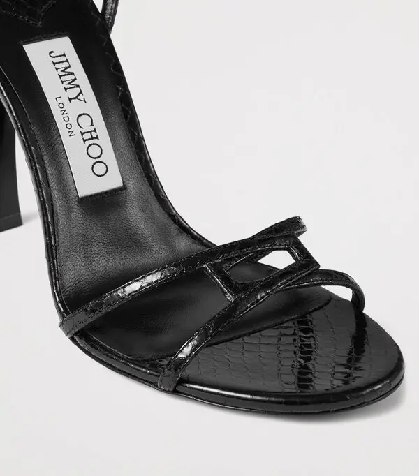 JIMMY CHOO 1998 Leo 100 Leather Heeled Sandals - Black