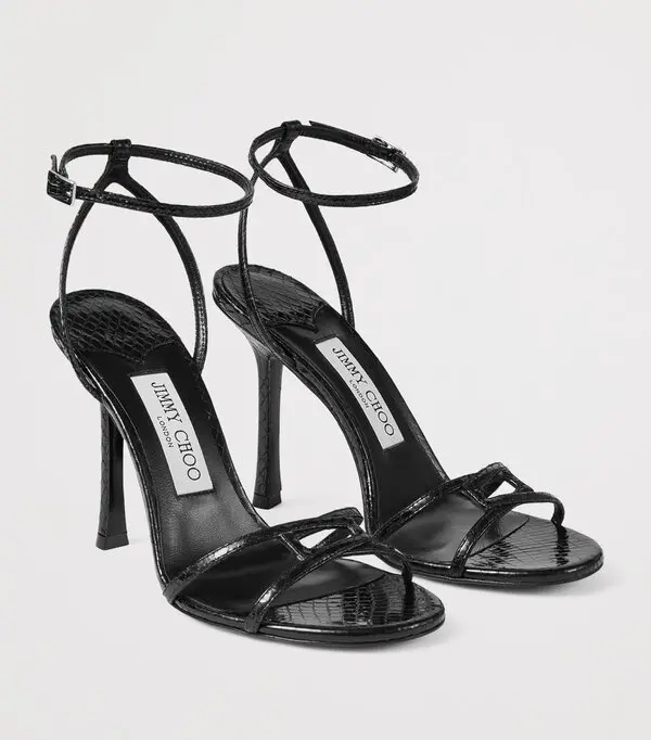 JIMMY CHOO 1998 Leo 100 Leather Heeled Sandals - Black