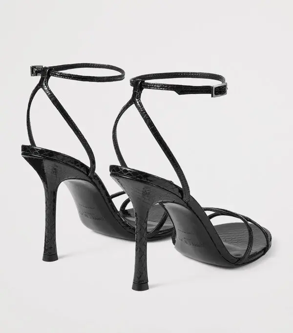 JIMMY CHOO 1998 Leo 100 Leather Heeled Sandals - Black