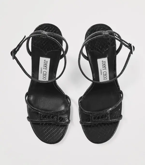 JIMMY CHOO 1998 Leo 100 Leather Heeled Sandals - Black