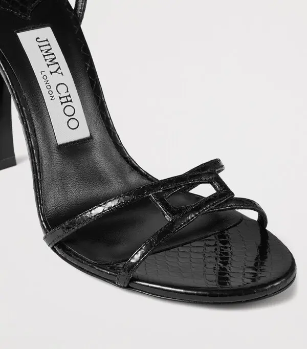 JIMMY CHOO 1998 Leo 100 Leather Heeled Sandals - Black
