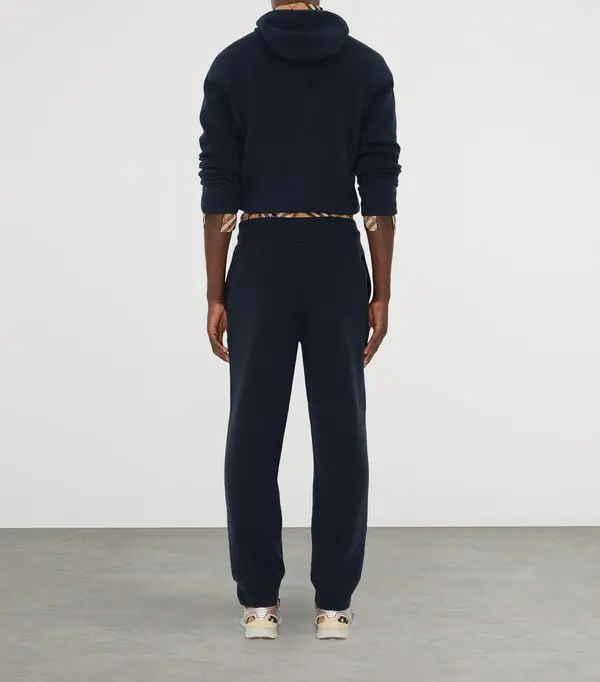 Burberry Cashmere-blend Logo Sweatpants - Navy