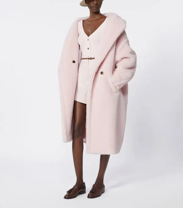 Max Mara Virgin Wool-cashmere Teddy Overcoat - Pink