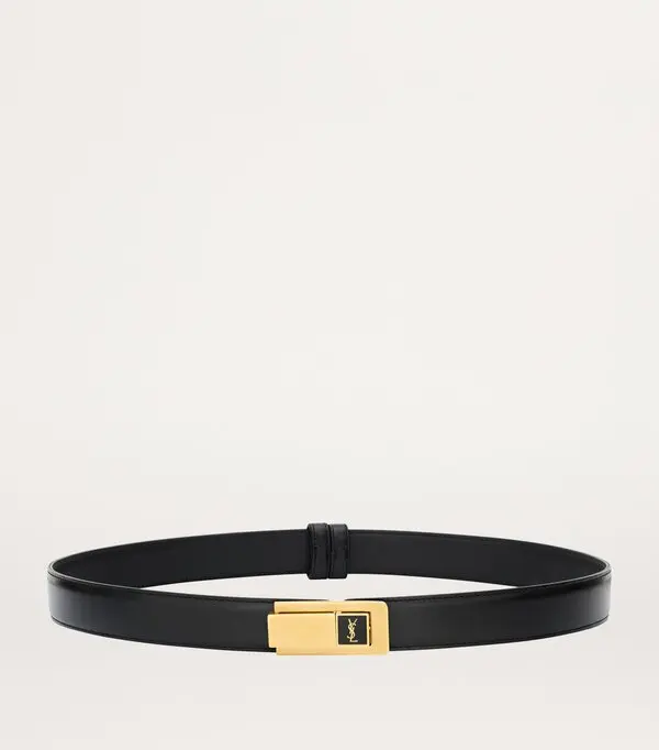Saint Laurent Leather Charniere Belt - Black